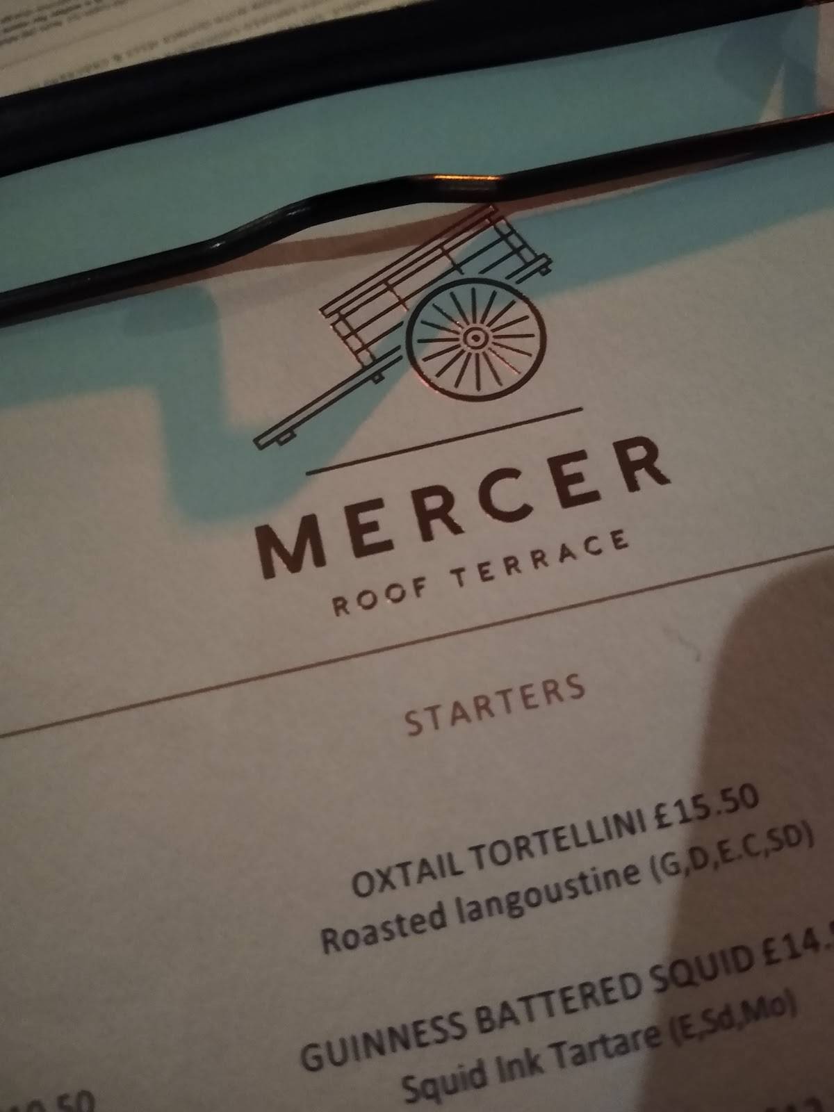 Menu at Mercer Roof Terrace restaurant, London, 20 Garlick Hill