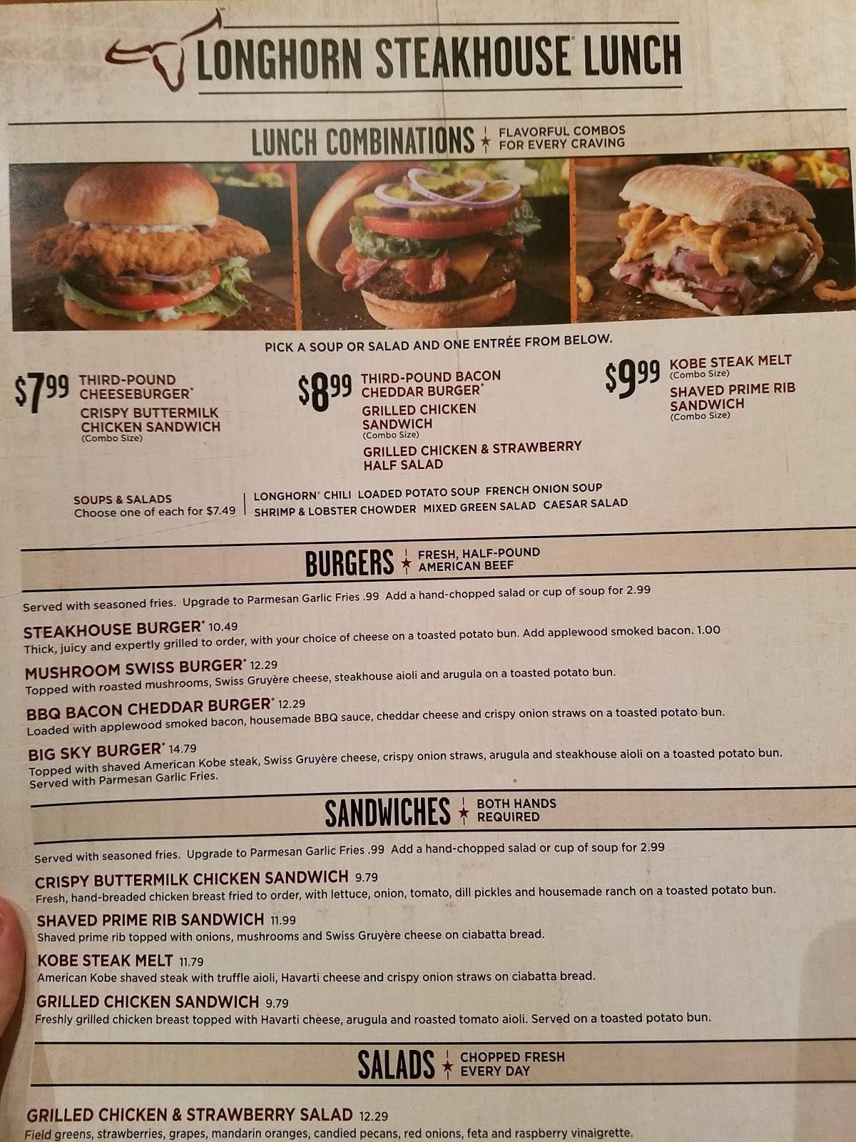 Menu at LongHorn Steakhouse, South Portland, 300 Maine Mall Rd