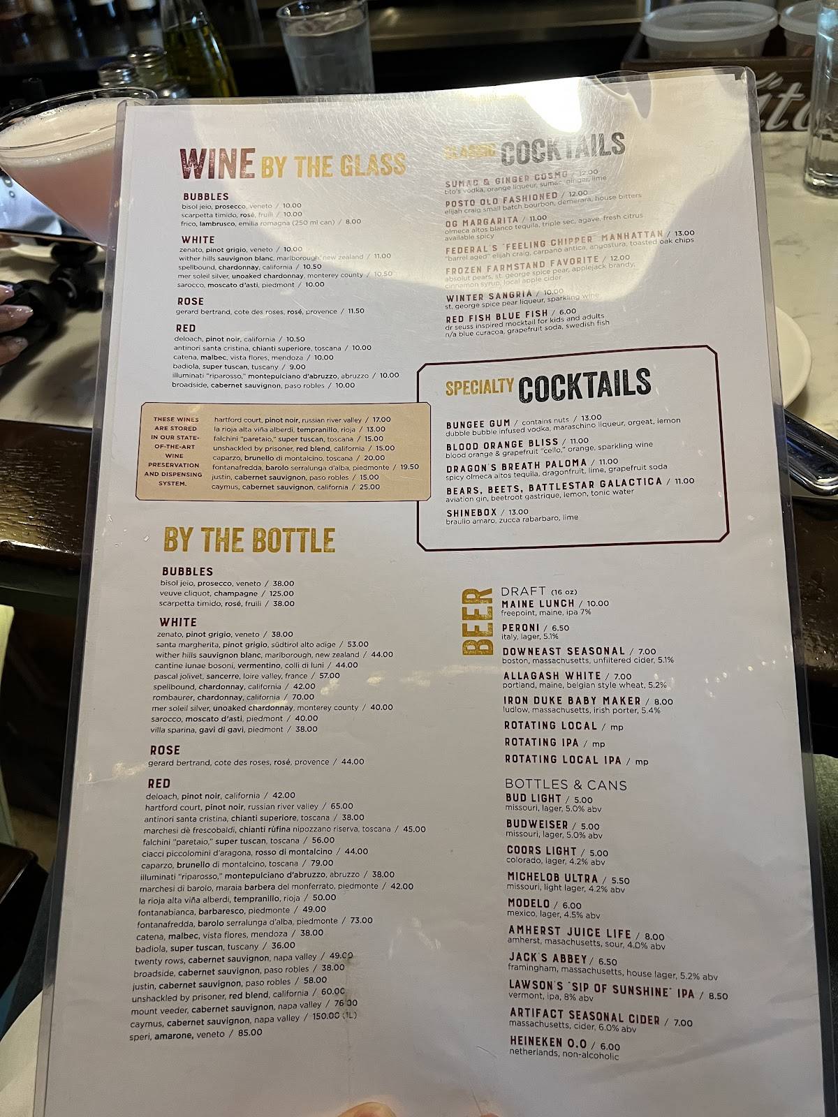 Menu at Posto Italian pub & bar, Longmeadow