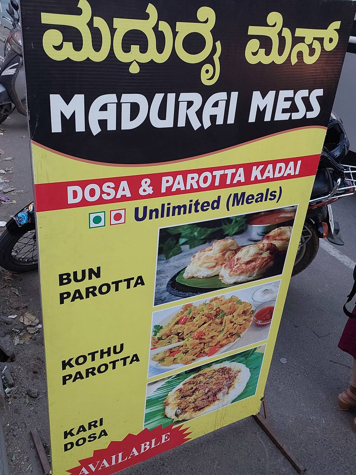 Menu at Madurai mess -Dosa & Parotta Kadai, Bengaluru
