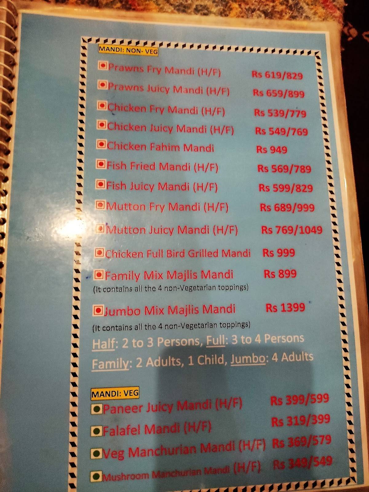 Menu at Majlis Darbar Arabian Cuisine Visakhapatnam, Visakhapatnam