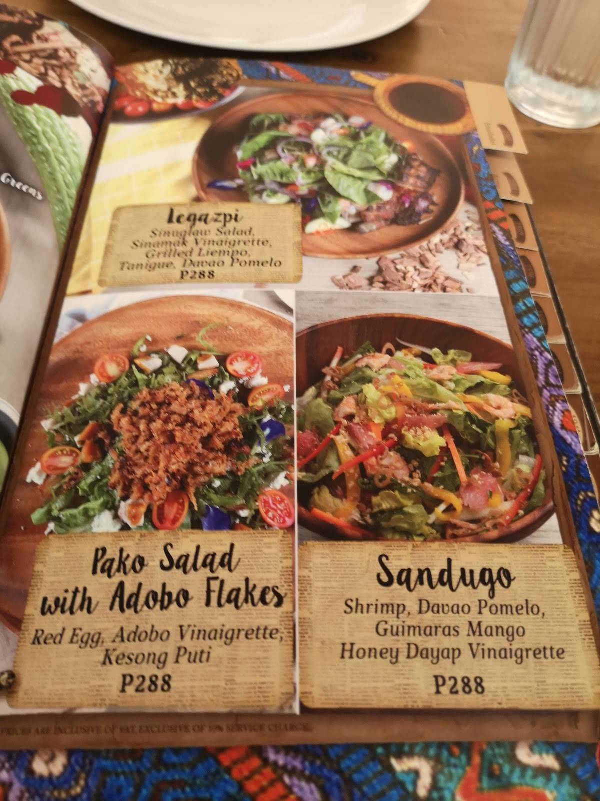 Menu at Dekada, Historic Filipino Cuisine restaurant, Makati
