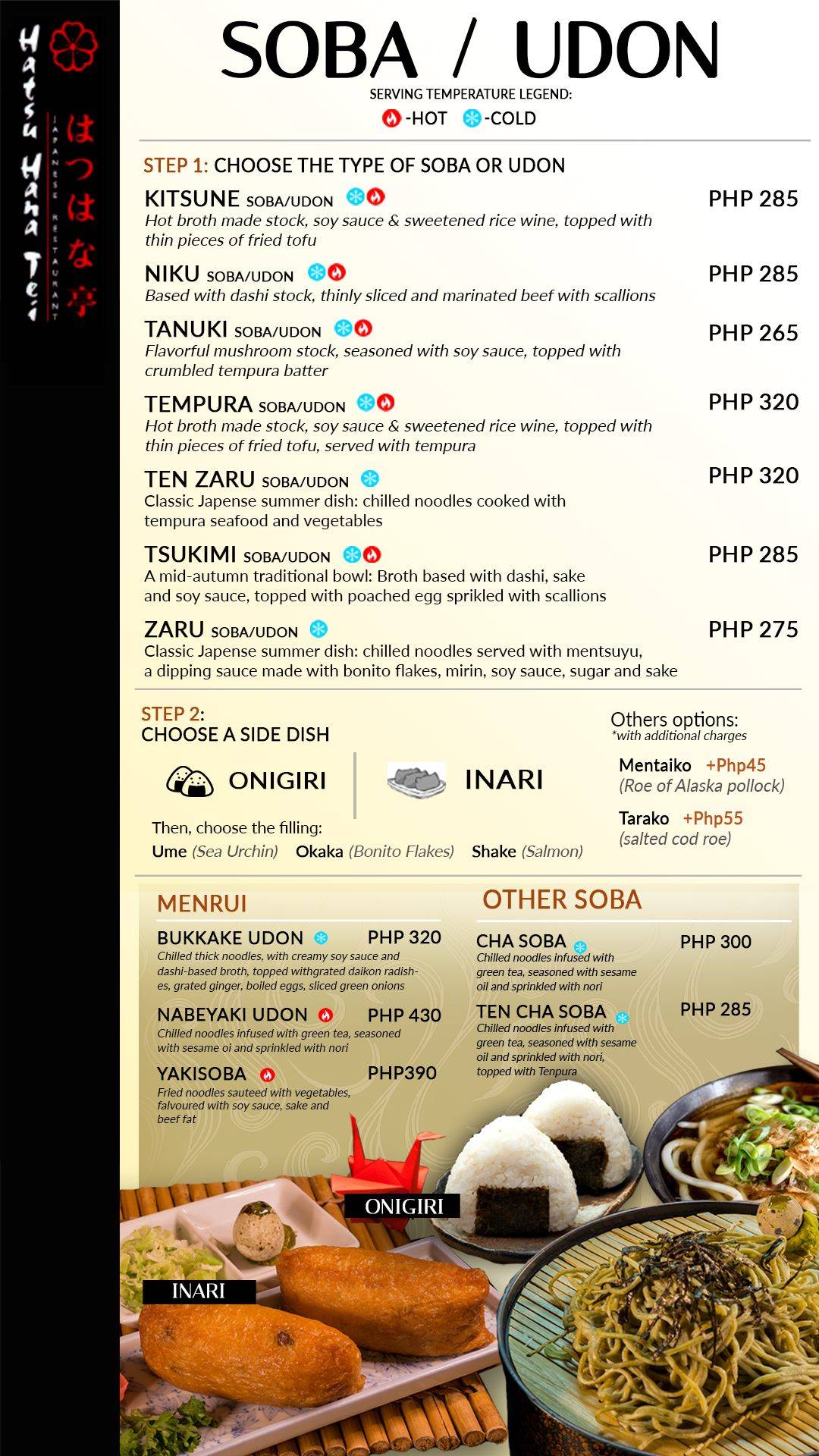 Menu at Hatsu Hana Tei restaurant, Makati, Herald Suites