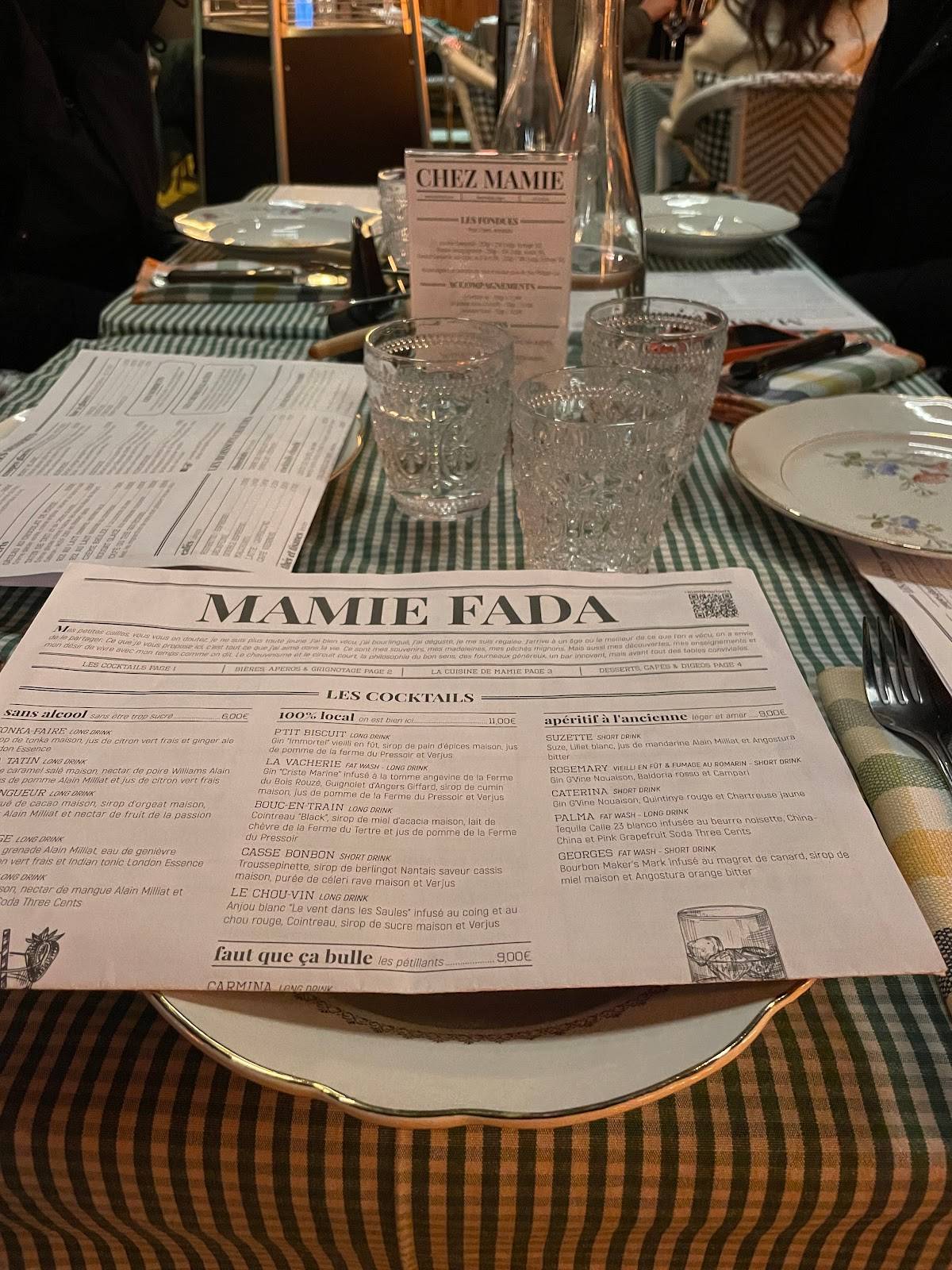 Menu au Mamie Fada restaurant, Angers