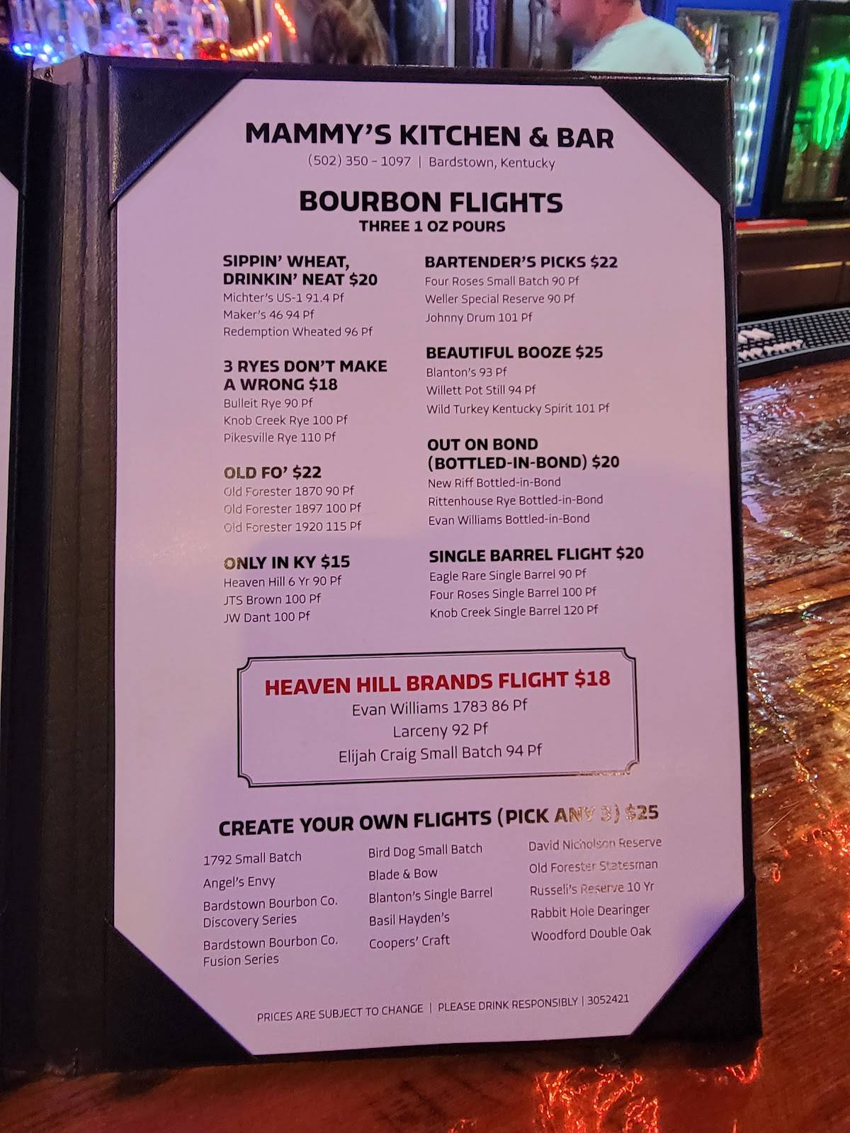 Menu at Mammy's Kitchen & Bar, Bardstown