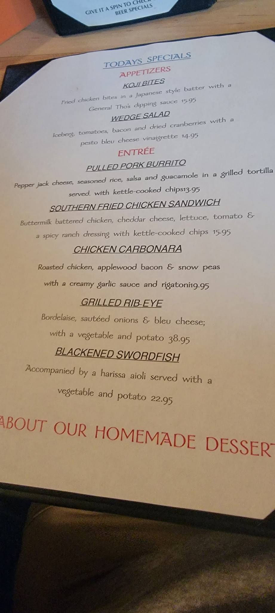 Menu at Man of Kent Tavern pub & bar, Hoosick
