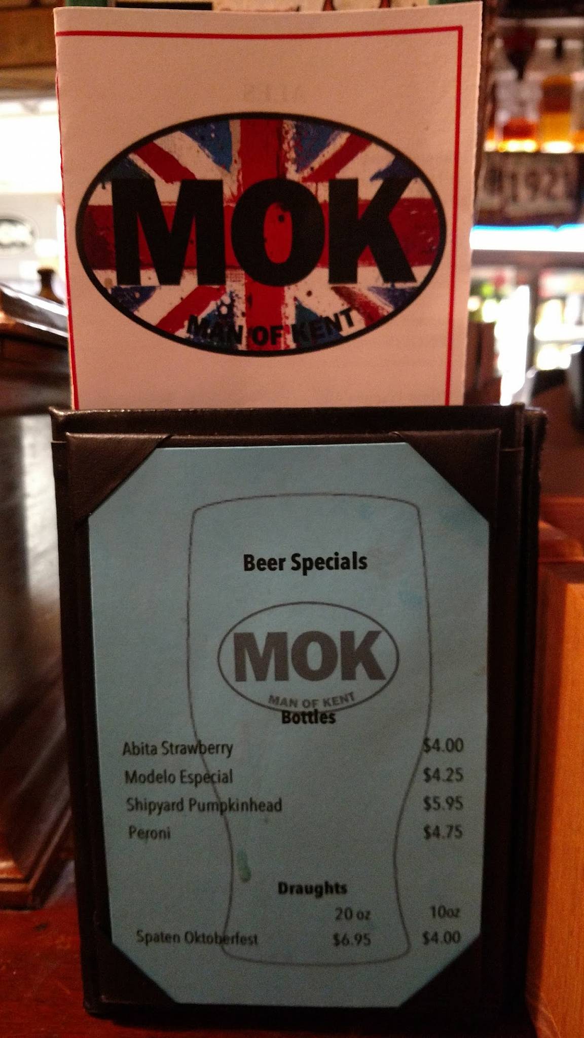 Menu at Man of Kent Tavern pub & bar, Hoosick