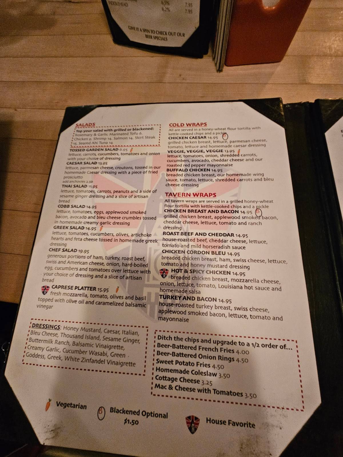 Menu at Man of Kent Tavern pub & bar, Hoosick
