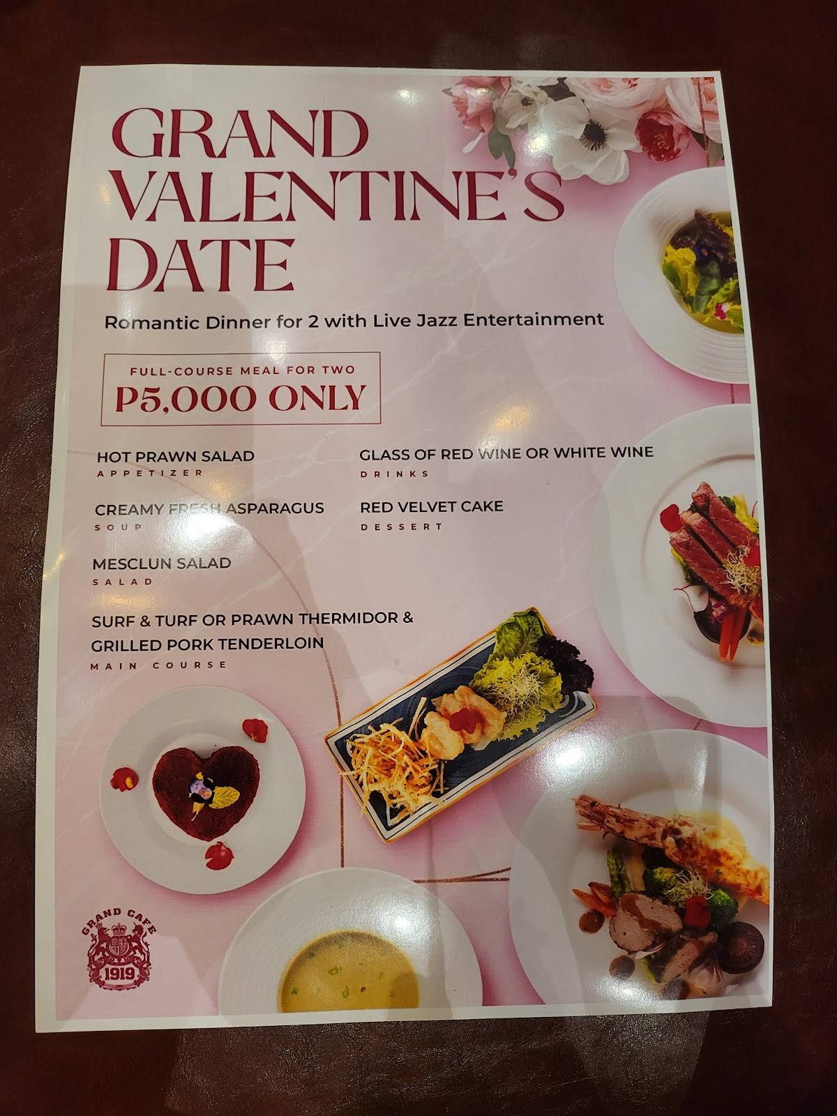 Menu at 1919 Grand Cafe, Manila