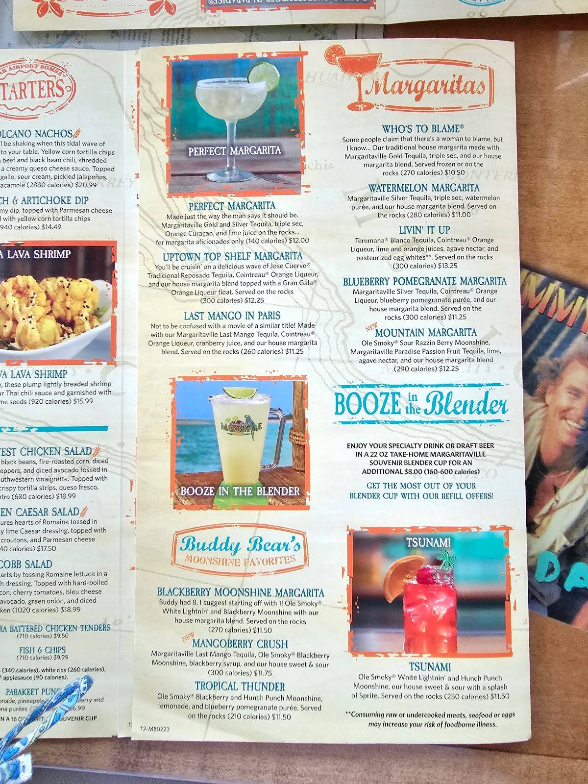 Menu at Margaritaville - Myrtle Beach pub & bar, Myrtle Beach