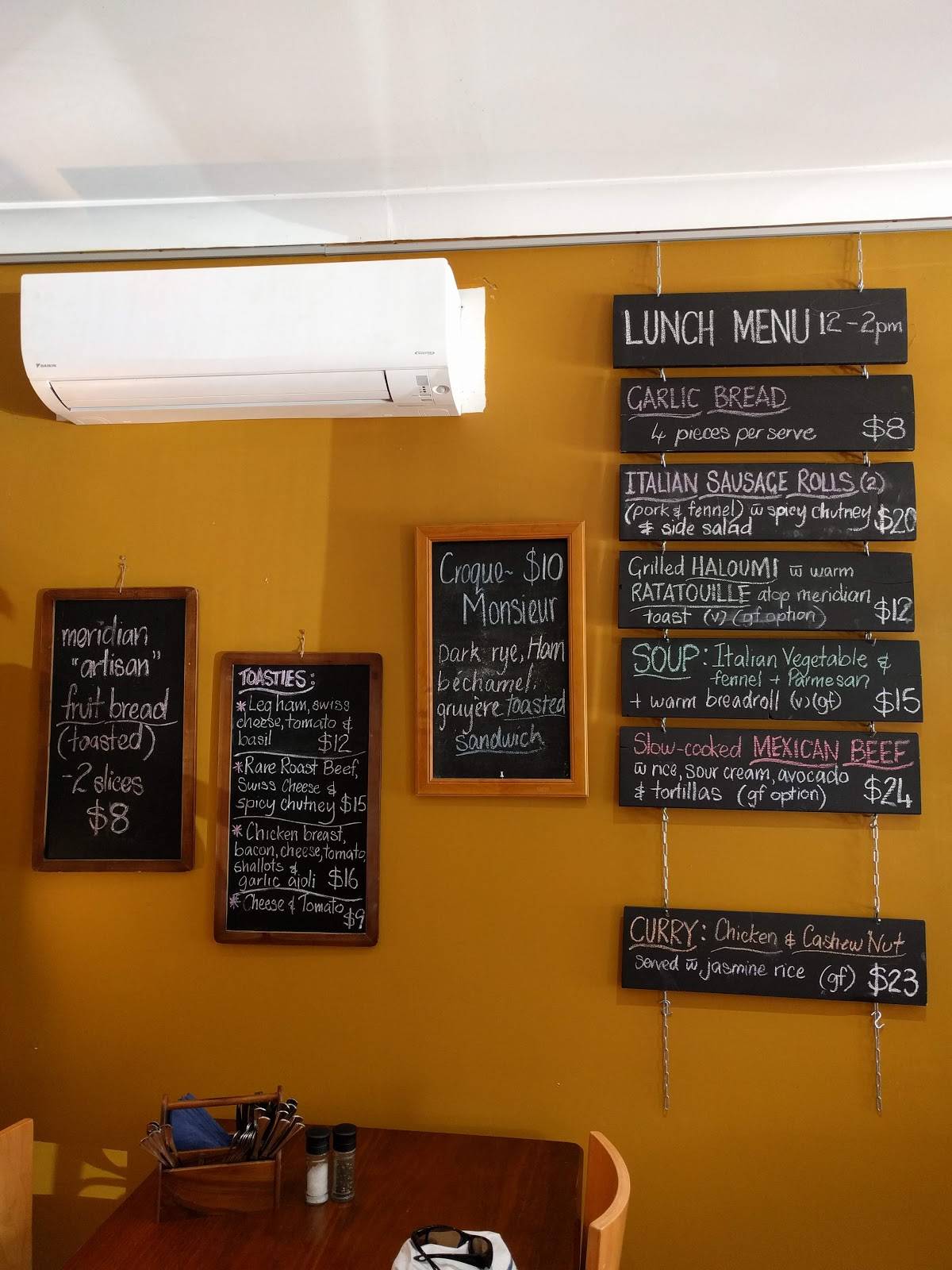 Carta de Meridian Cafe, Marulan