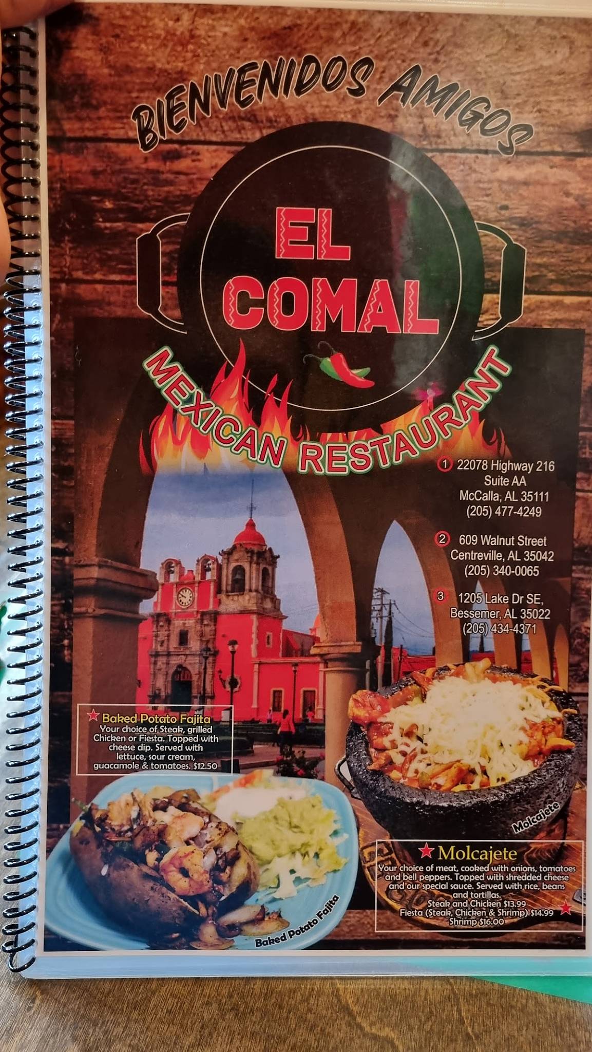 Menu at El Comal Mexican Restaurant, McCalla, AL-216 A