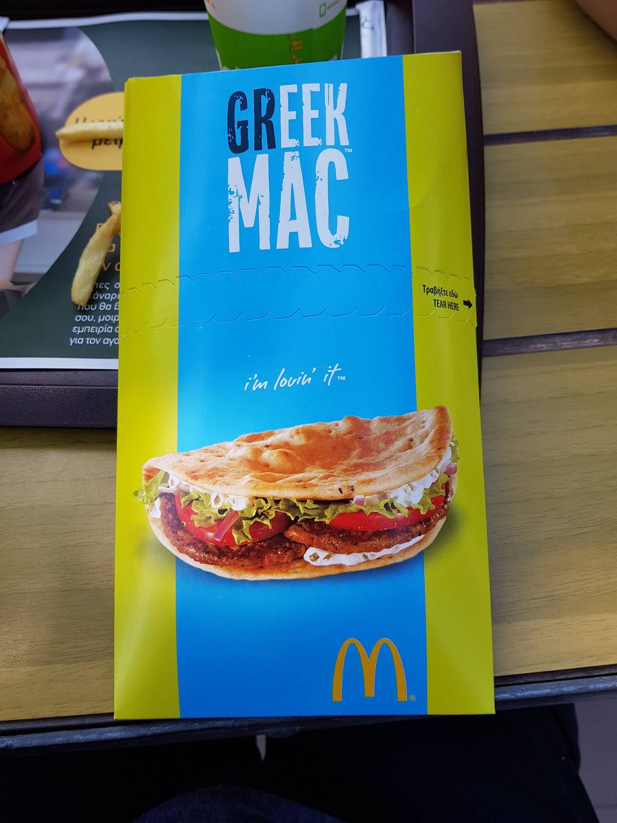 Menu at McDonald's, Malia