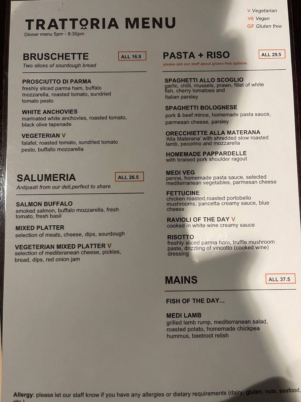 Menu at Mediterranean Foods Trattoria & Deli, Kapiti restaurant ...