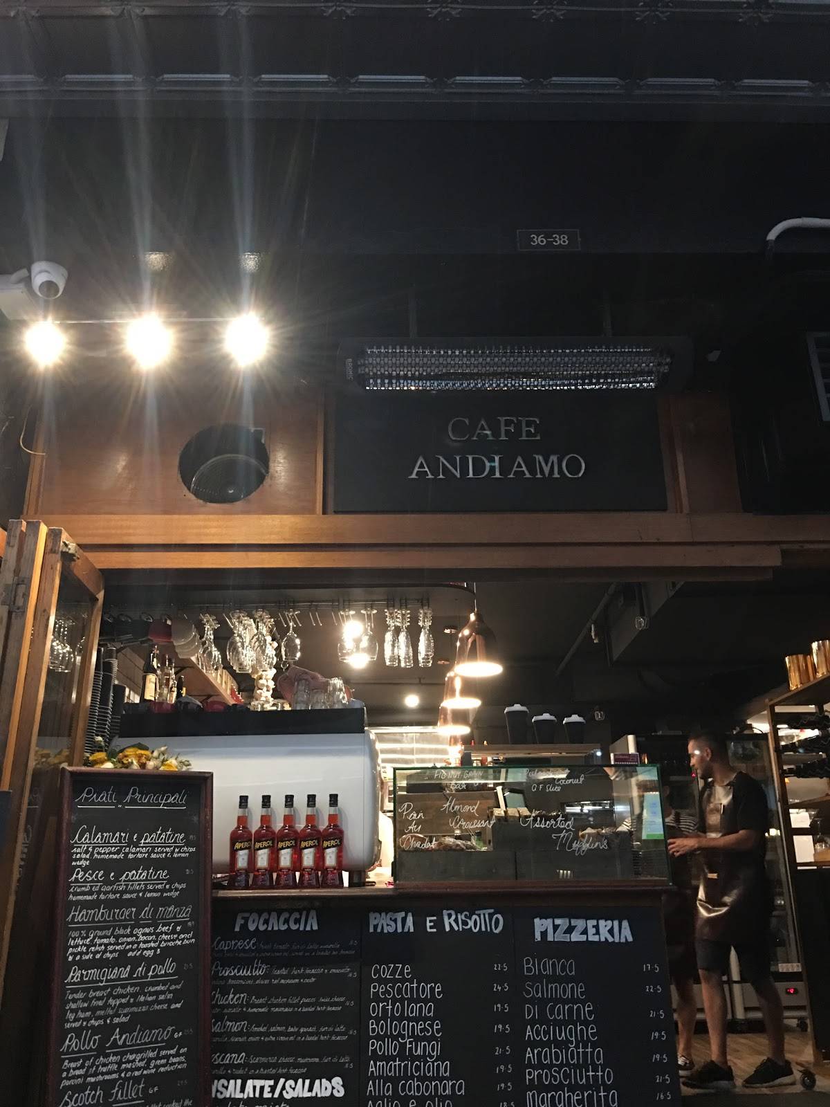 Menu at Cafe Andiamo, Melbourne