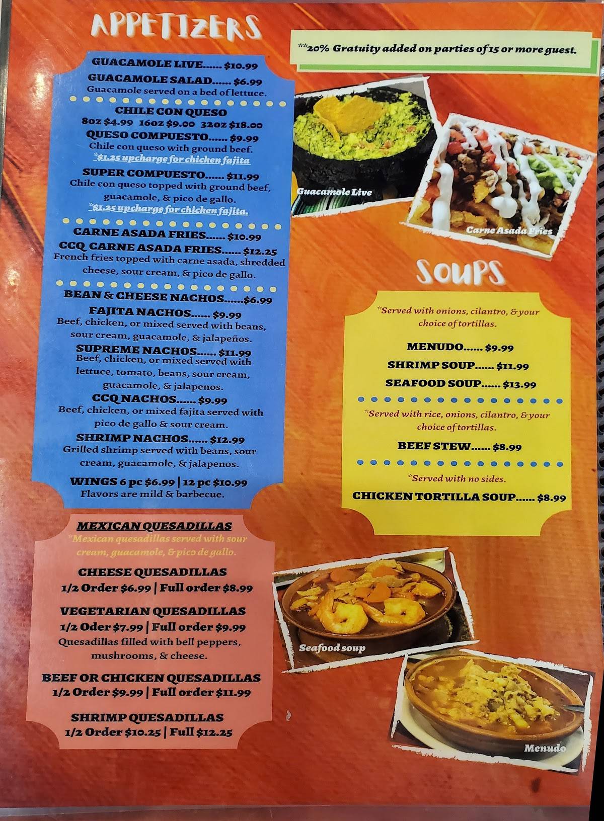 Menu at Memo’s Mexican Restaurant & Bar, Lampasas