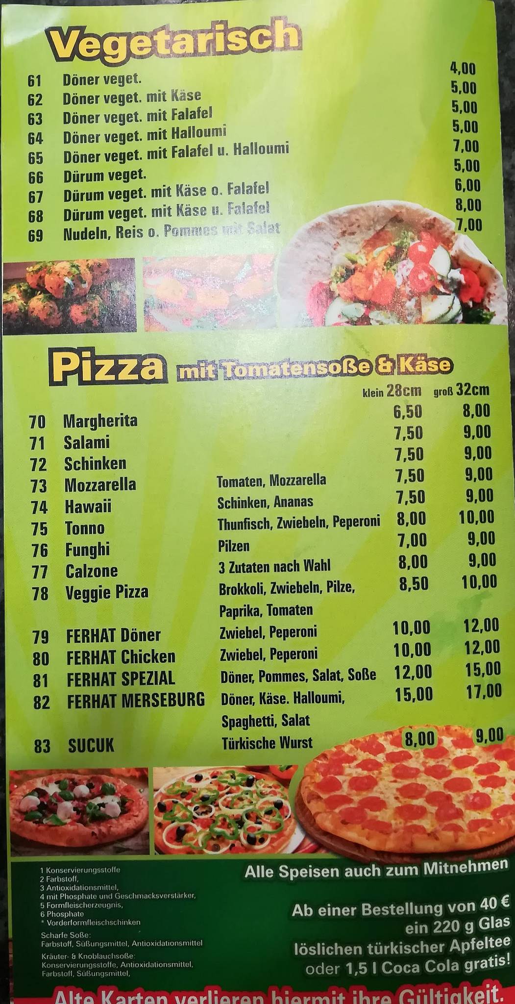 Speisekarte von Ferhat Bistro Döner & Pizza, Merseburg