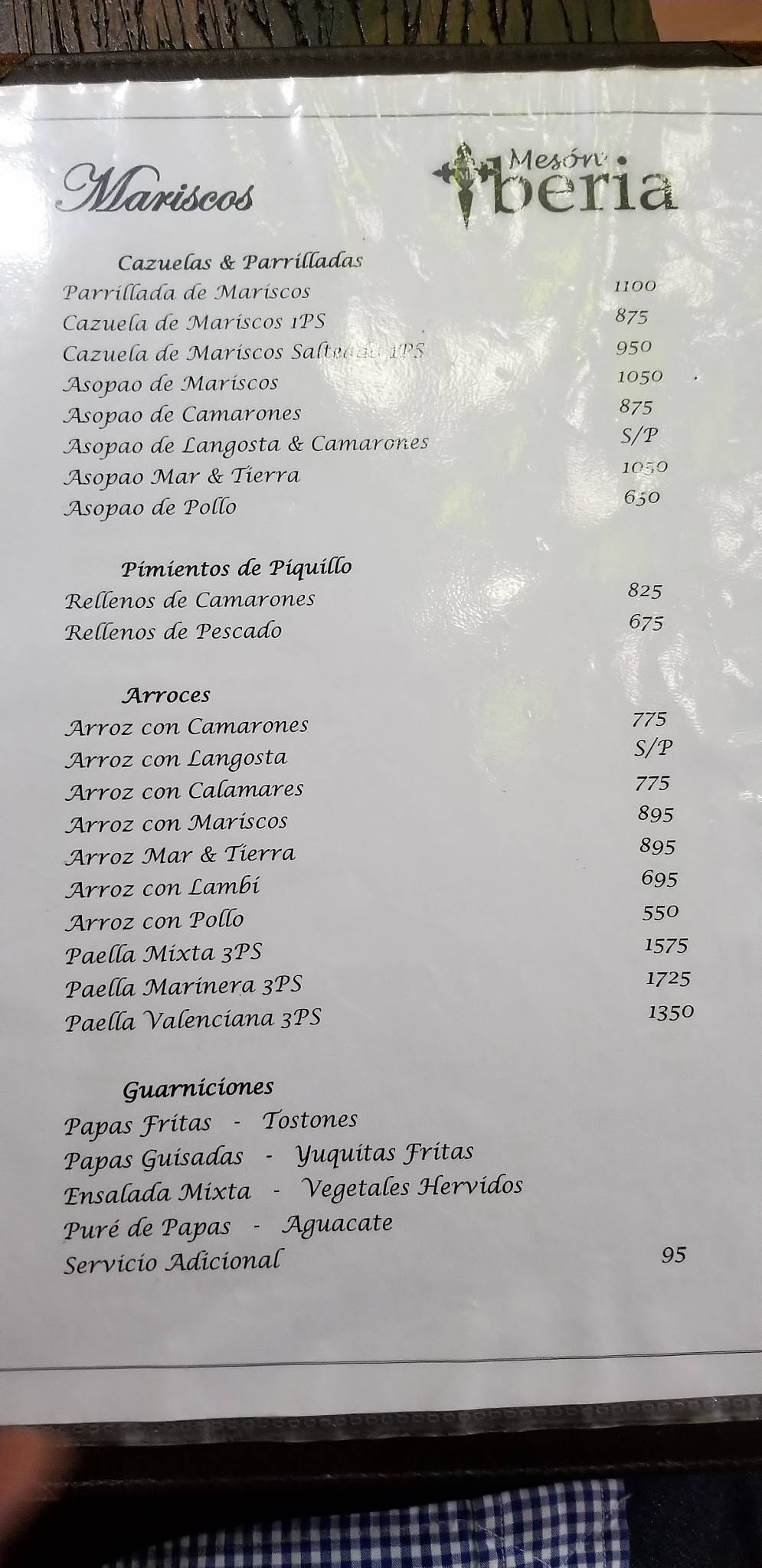 Carta del restaurante Mesón Iberia, Santo Domingo, Calle Miguel Ángel ...