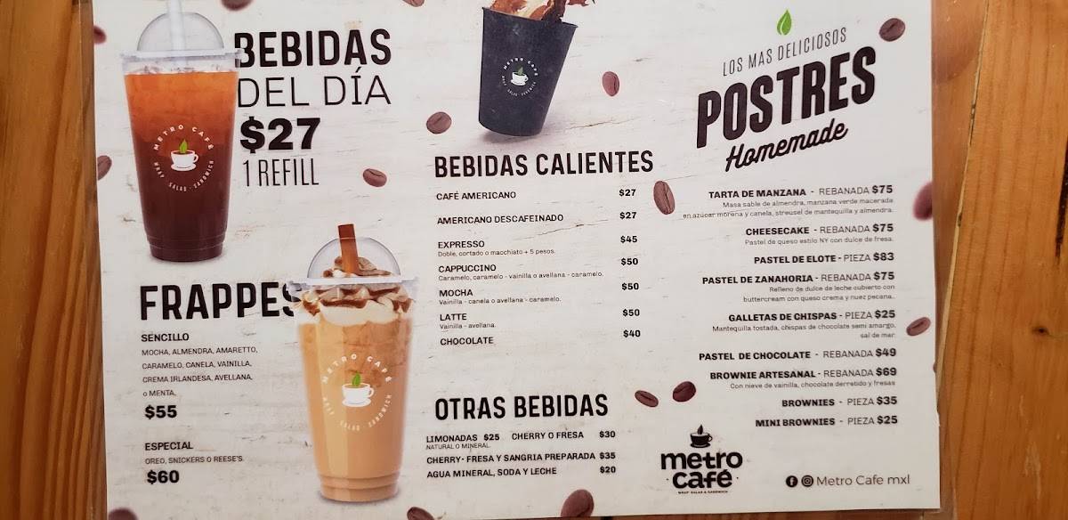 Carta de Metro Café - UABC, Mexicali