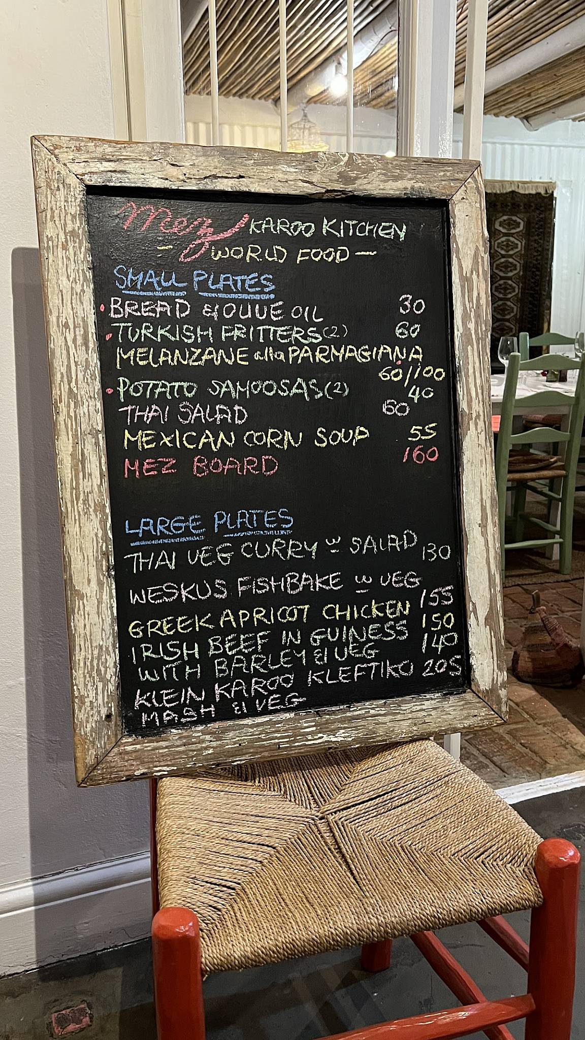 Menu at Mez Karoo Kitchen restaurant, Barrydale