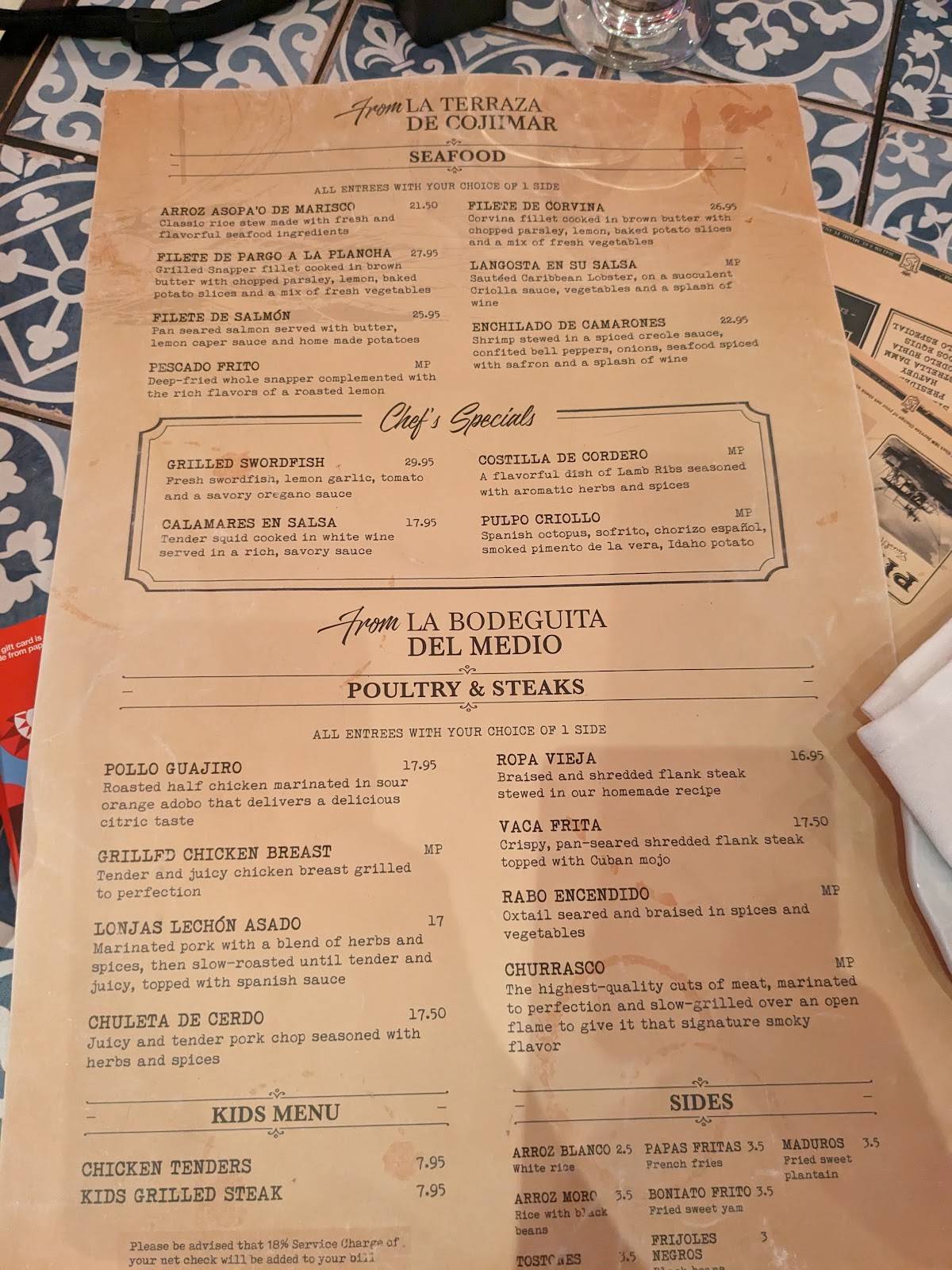 Menu at Sala'o Cuban Restaurant & Bar - Live music, Miami