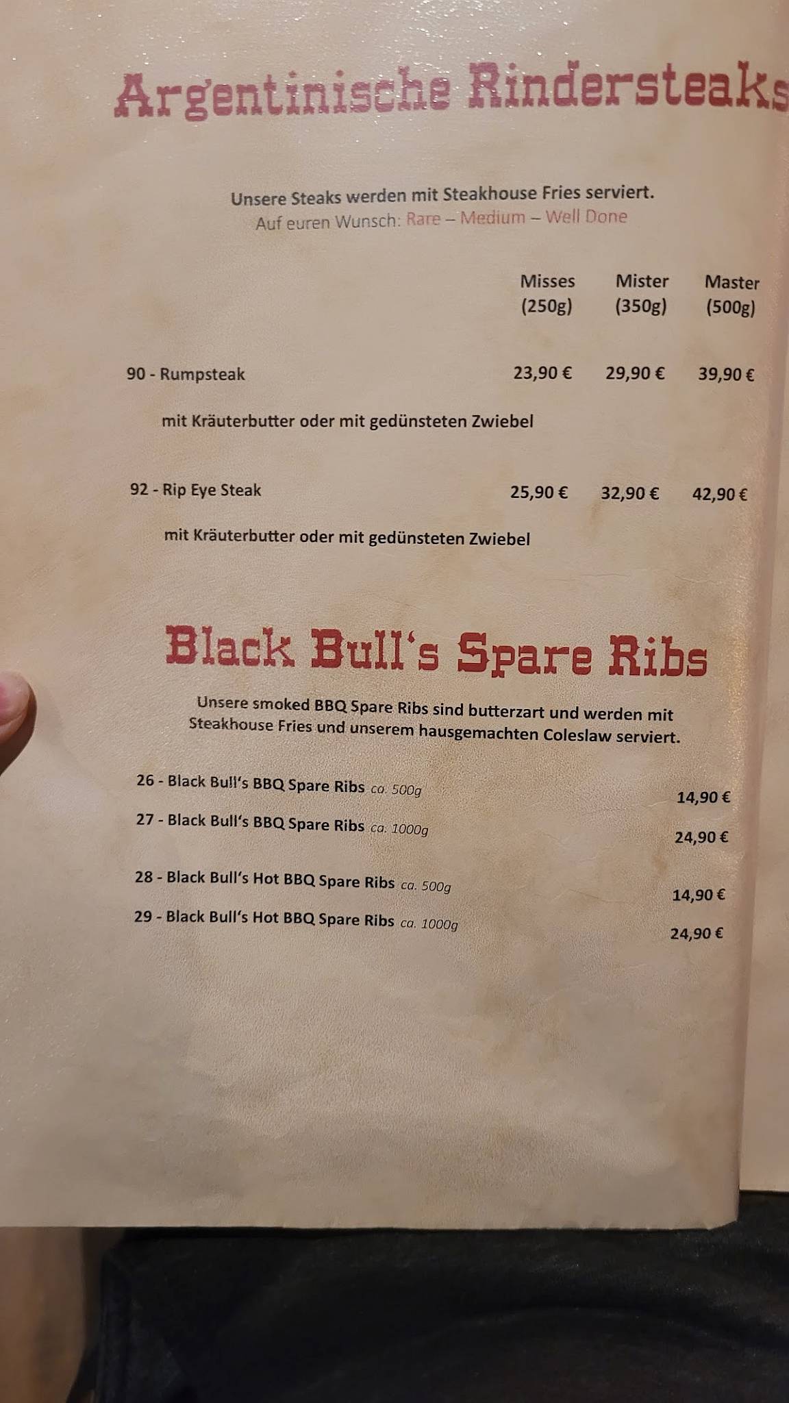Menu at Black Bull Michelstadt restaurant, Michelstadt