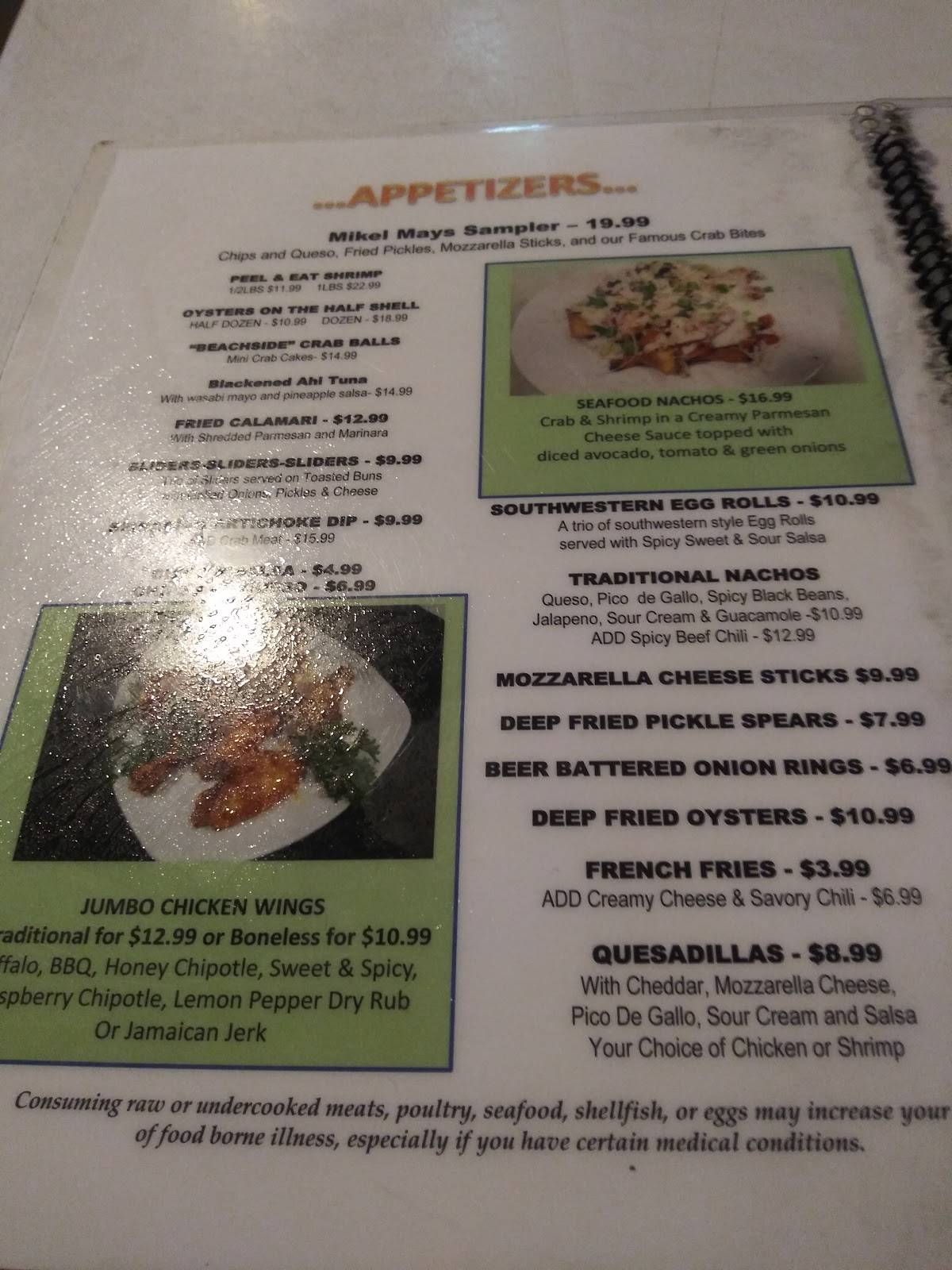 Menu at Mikel May's Beachside Bar & Grill, Corpus Christi