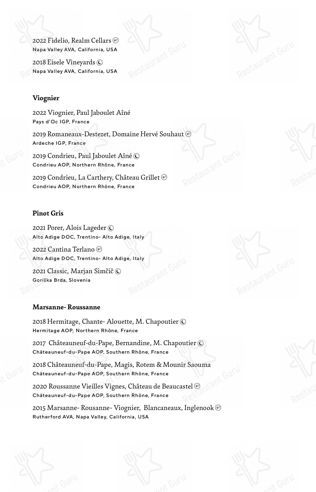 Menu at Noema, Mikonos