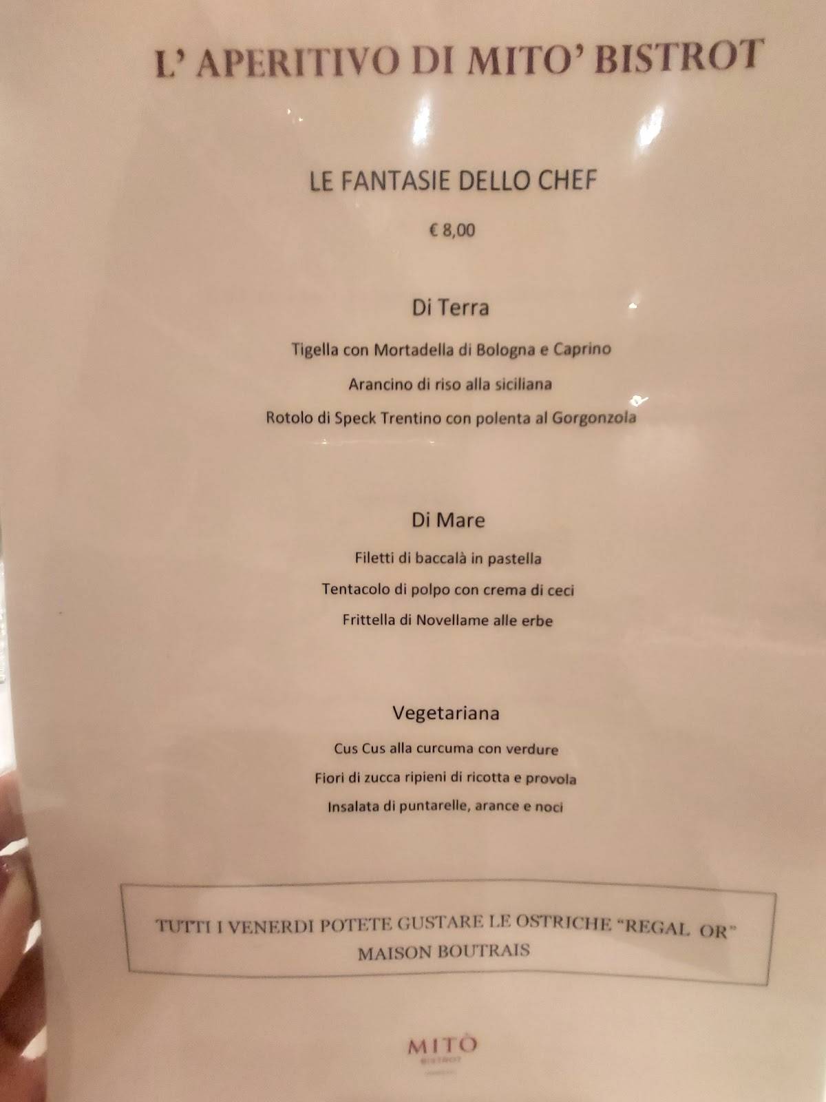 Menu da Mitò Bistrot ristorante, Sanremo