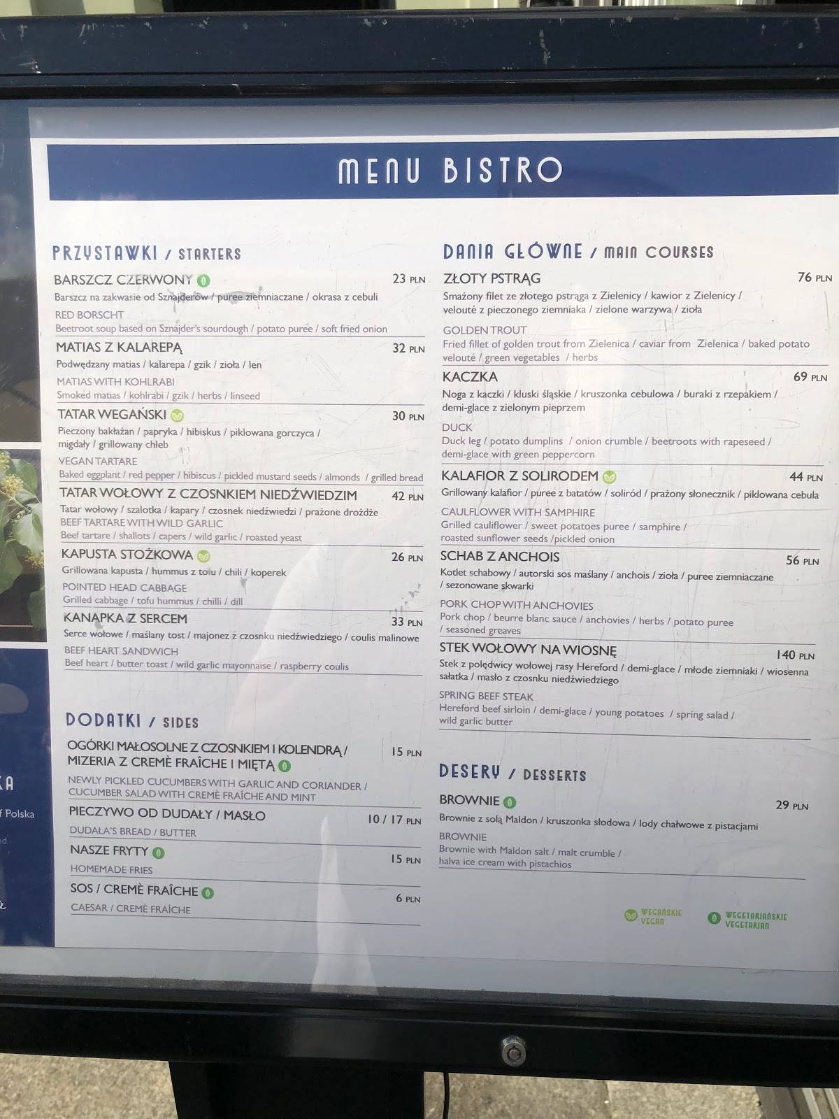 Menu at Młoda Polska bistro & pianino restaurant, Wrocław