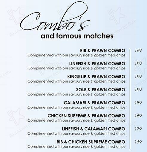 Menu au Montego Bay restaurant, Johannesburg, Maude Street