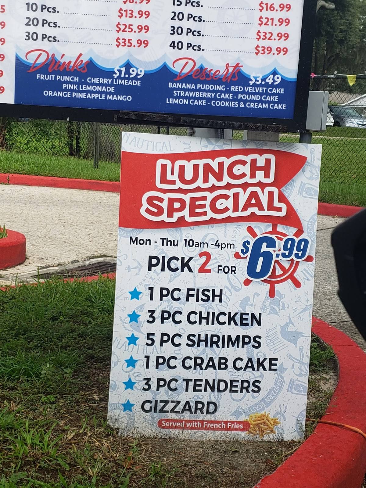 Menu at Mr flounder fish chicken shrimp fast food, Jacksonville