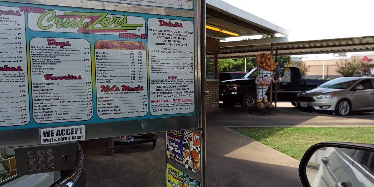 Menu at Myers Cruizzers Drive-In restaurant, Mena, 409 U. S. Hwy 71