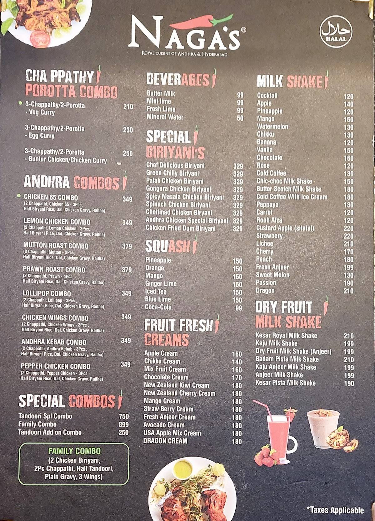 Menu at Naga's @galleria mall, Bengaluru