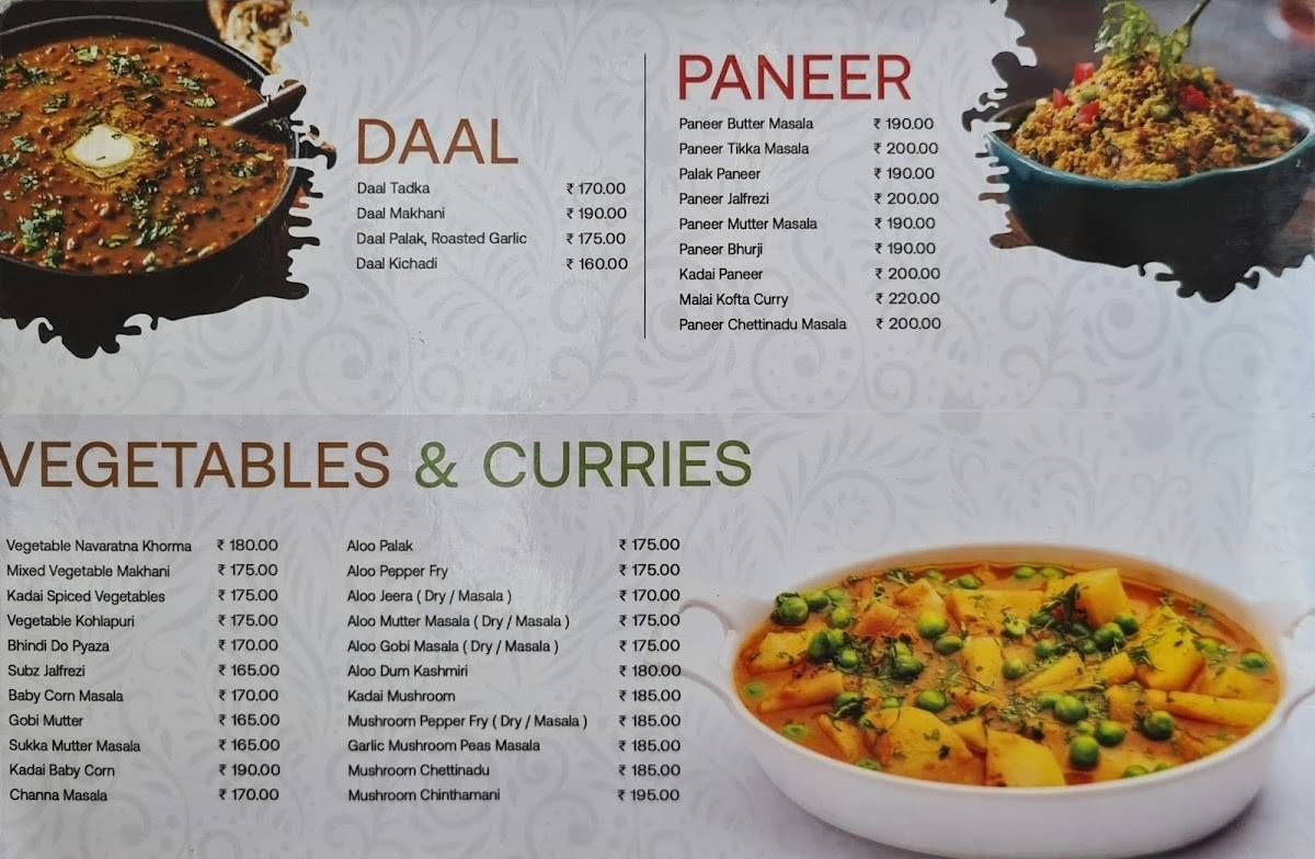 Menu at Nagerkovil Arya Bhavan, Coimbatore