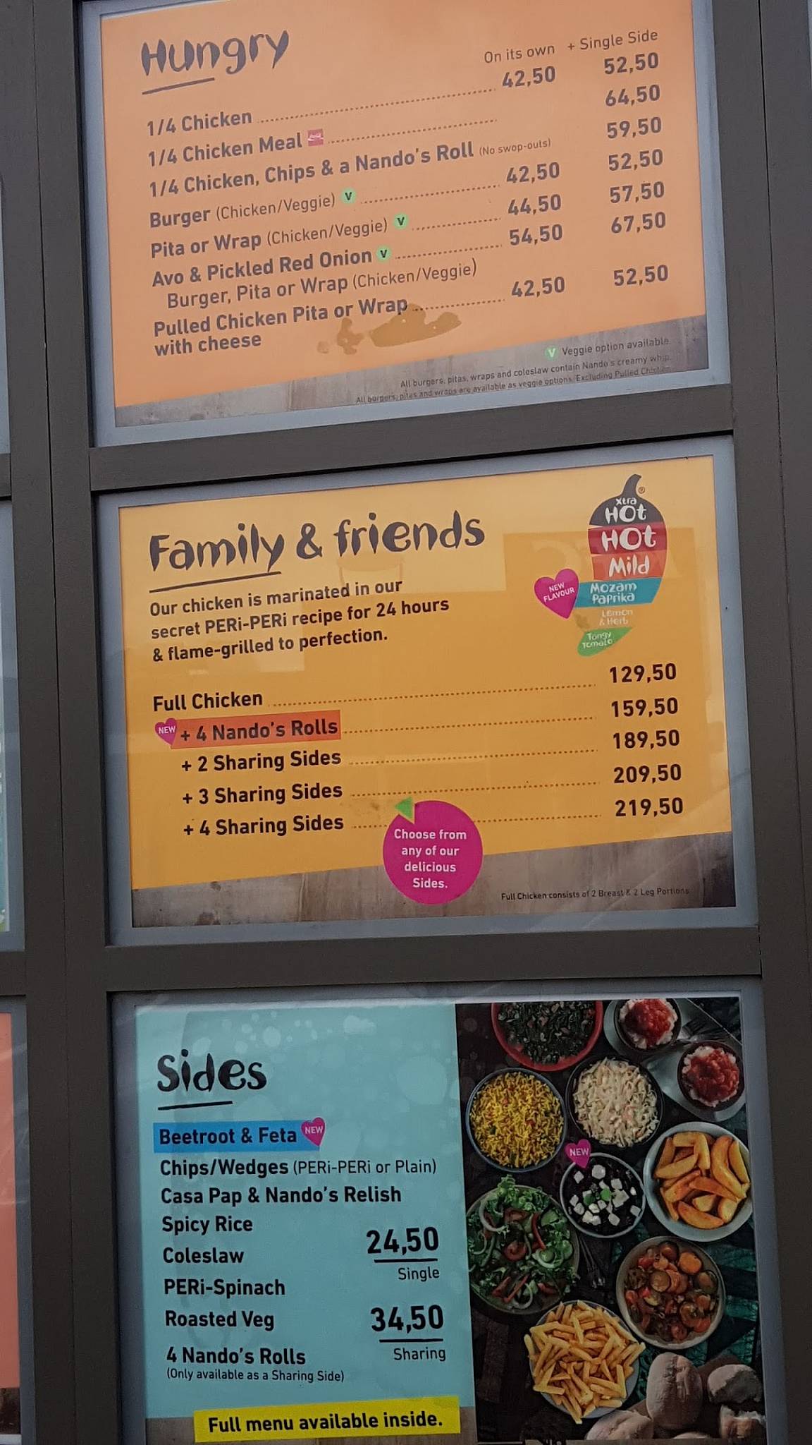 Menu at Nando's Chatsworth restaurant, Chatsworth, shop 148