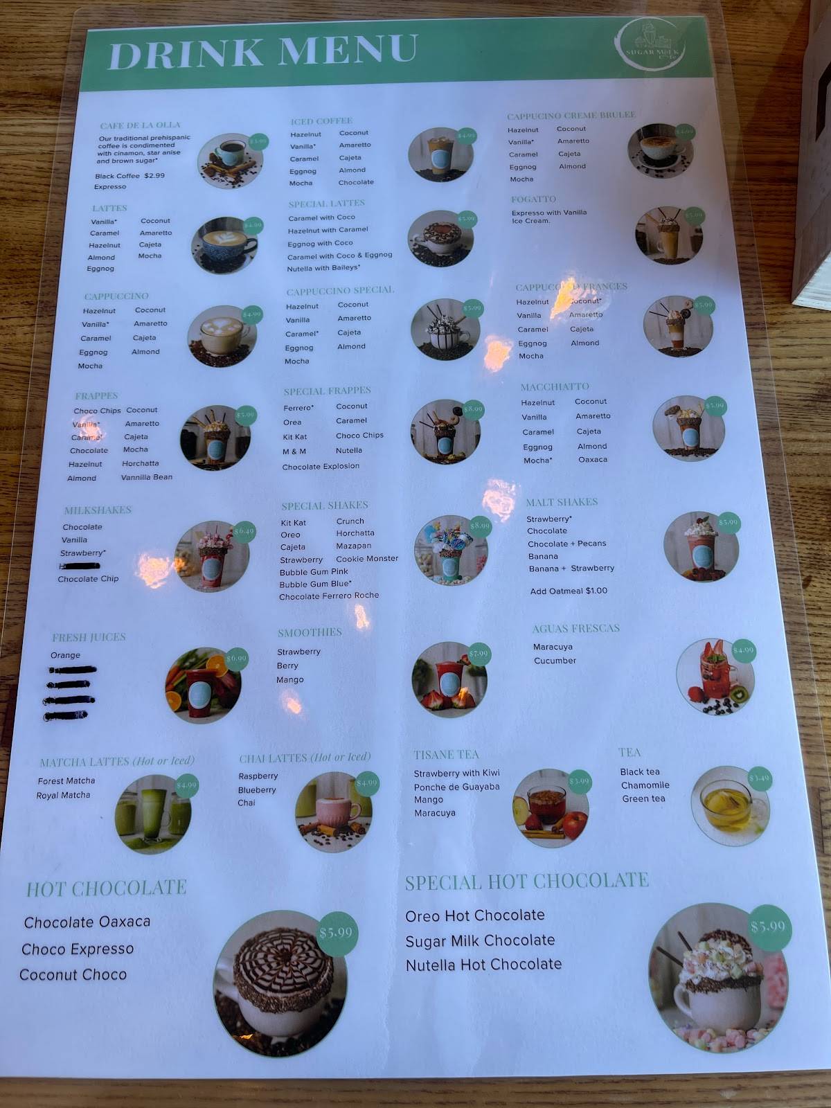 Menu at Sugar Milk Cafe, Naperville