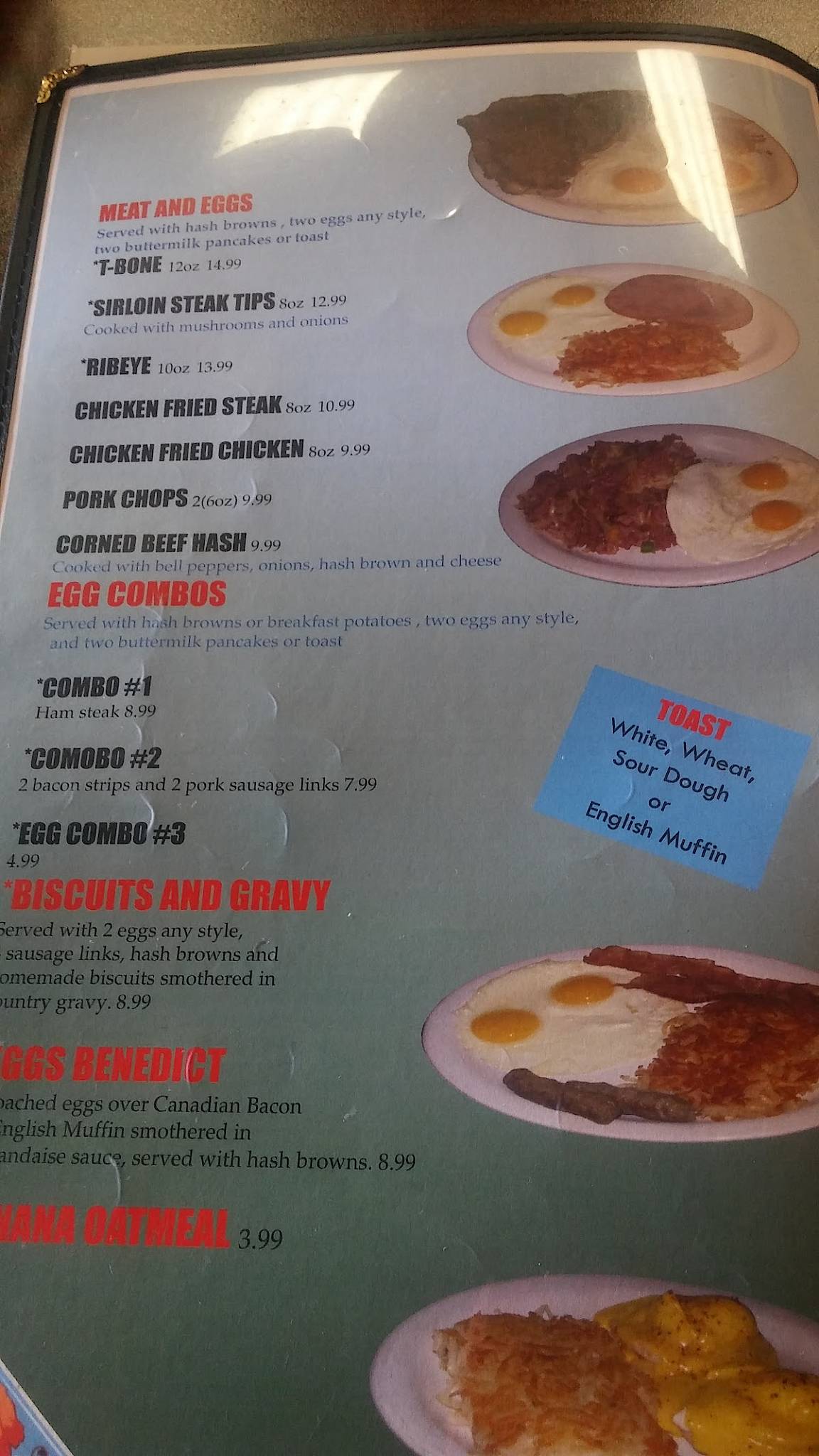 Menu at Nate's Diner restaurant, Houston