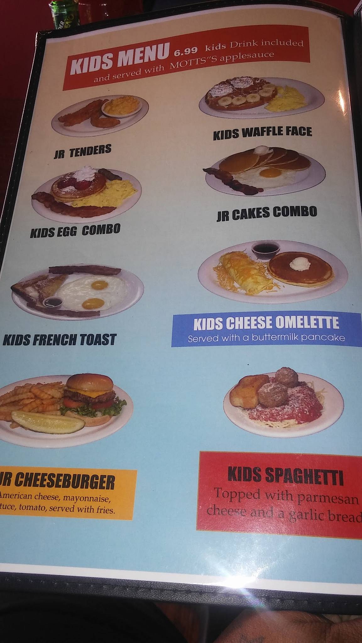 Menu at Nate's Diner restaurant, Houston