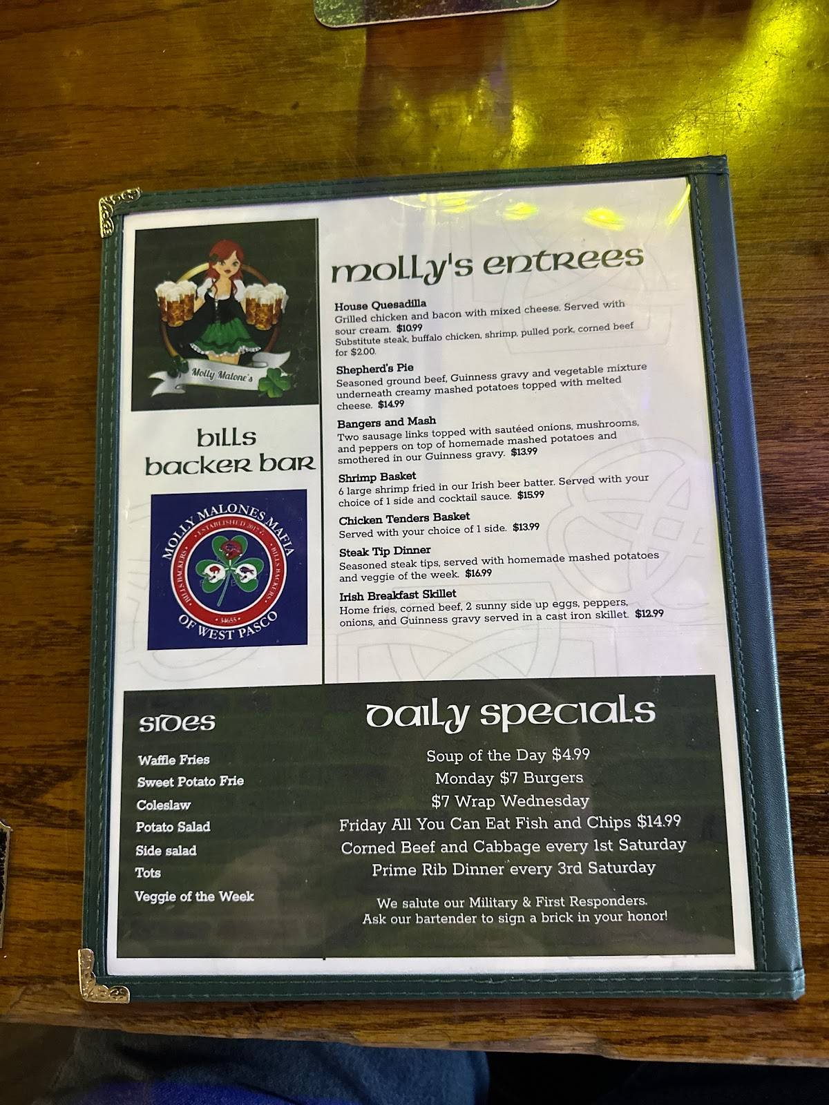 Menu at Molly Malone's Irish Pub and Eatery, New Port Richey, Little Rd