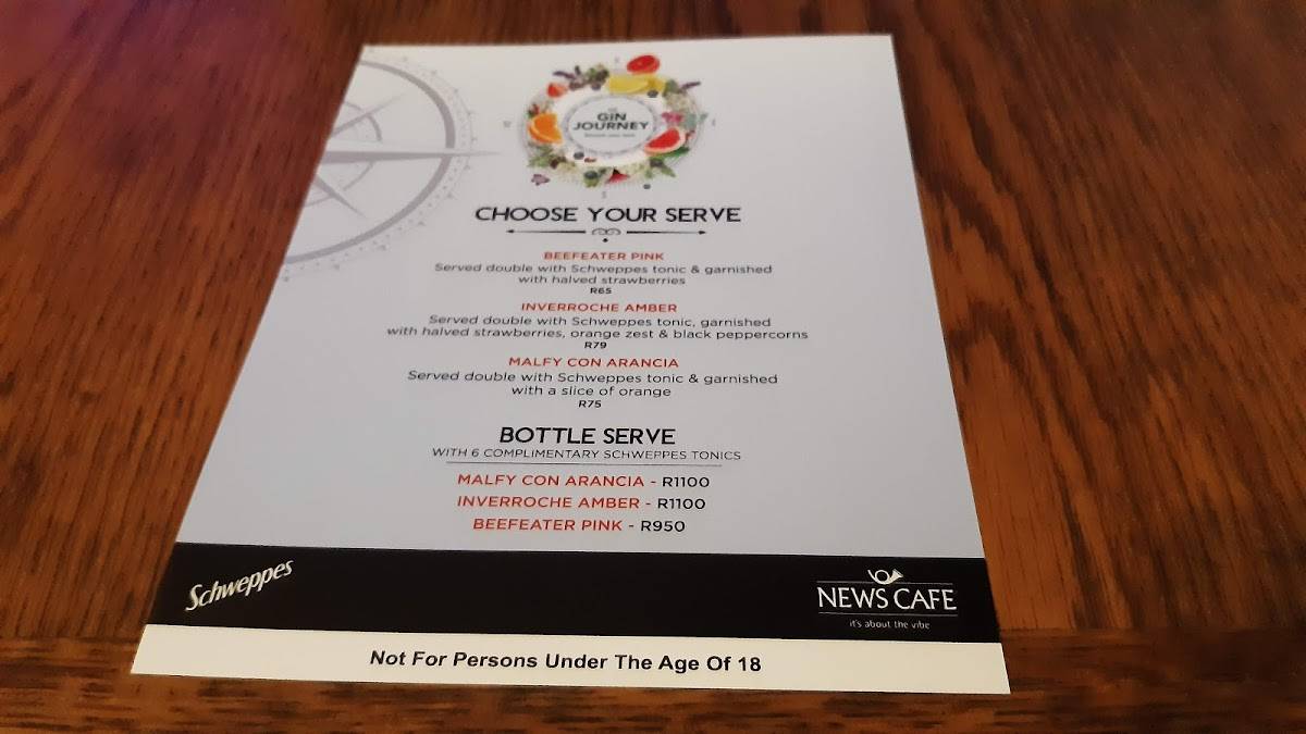 Menu at News Cafe Umhlanga Ridge, Durban, Shop 2-3