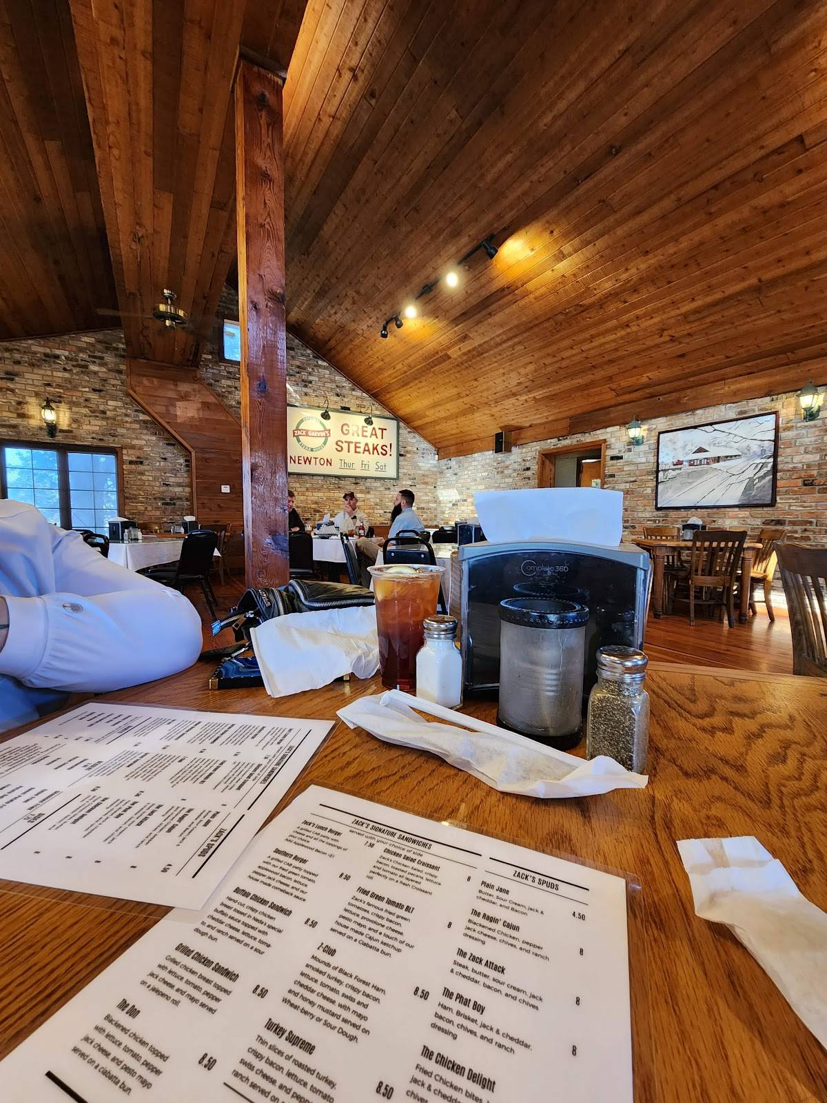 Menu at Zack Garvin’s steakhouse, Newton
