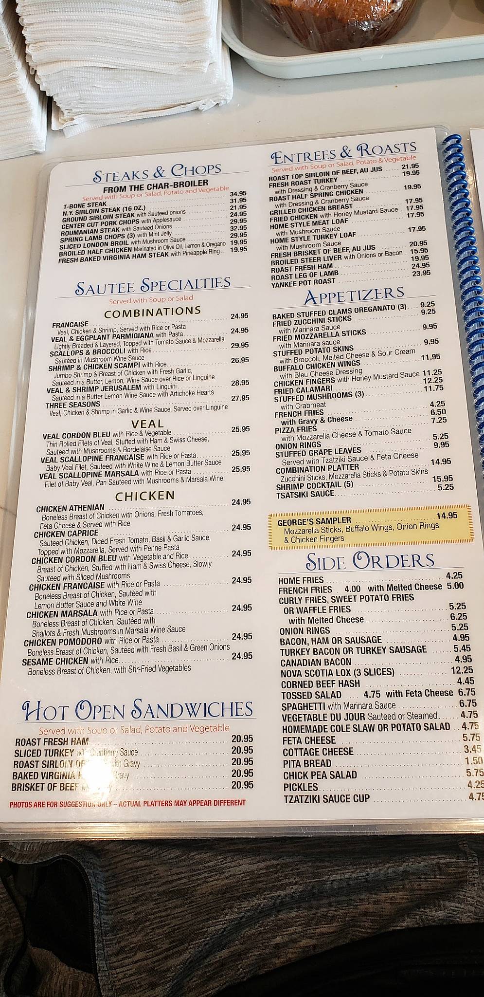 Menu at Oasis Diner restaurant, New York City, Flatbush Ave