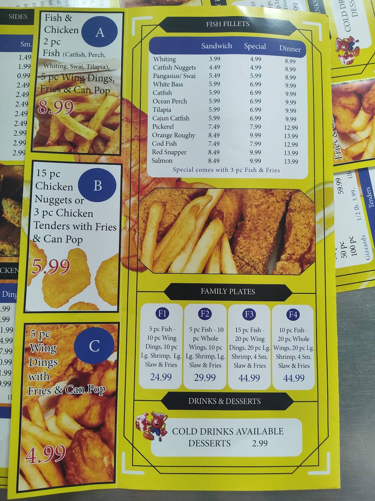 Menu at Ocean Fish & Chicken fast food, Detroit