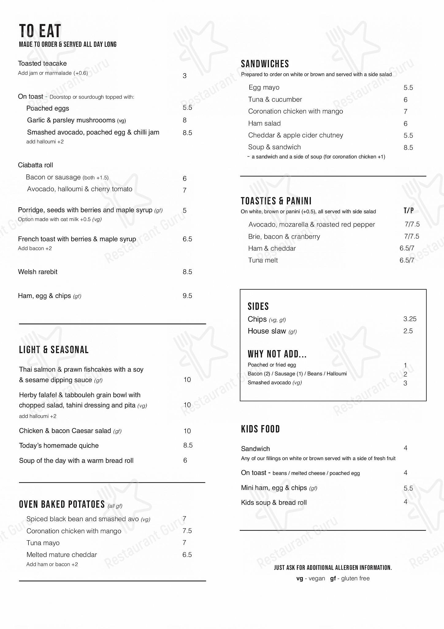 Menu at Okells Garden Centre cafe, Kelsall
