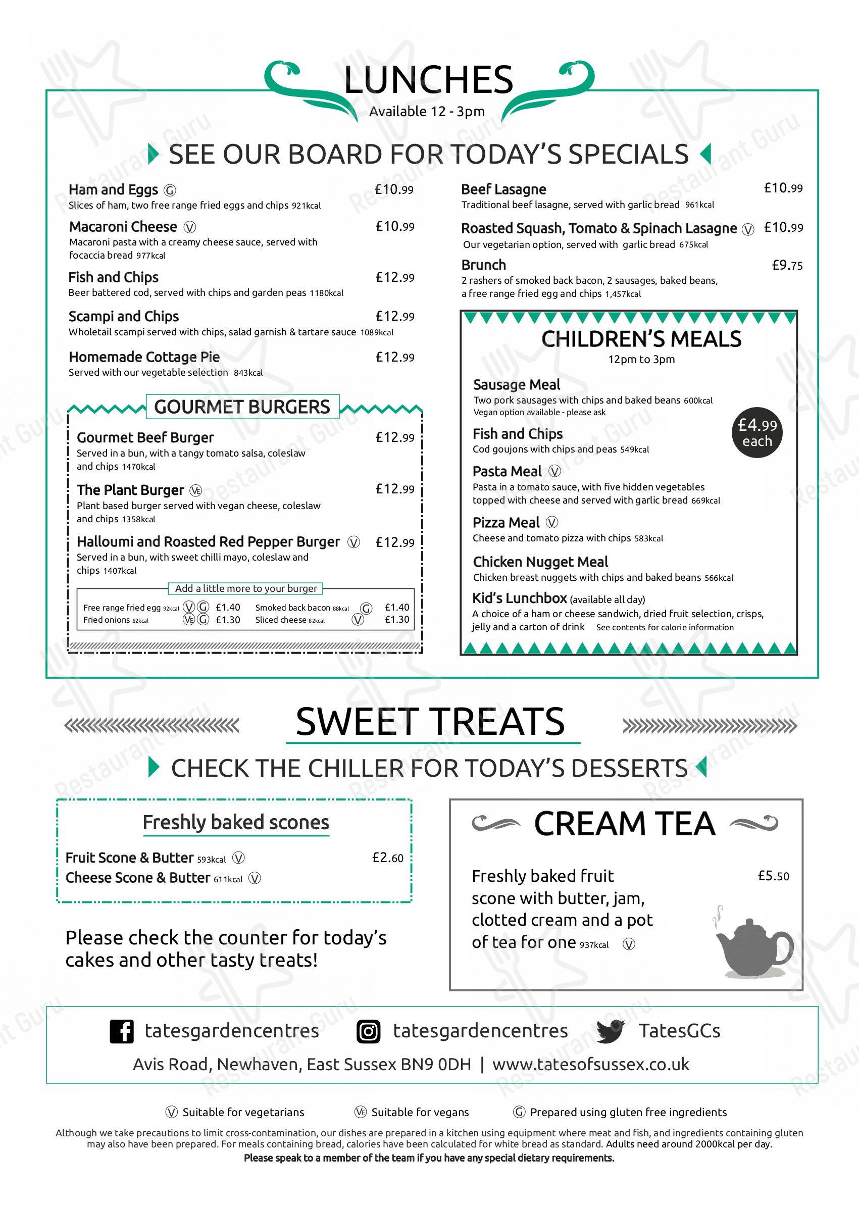 Menu at Old Barn Garden Centre, Dial Post