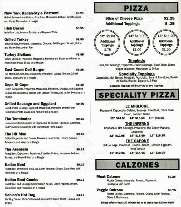 Menu at Old Fashioned Italian Deli restaurant, Littleton