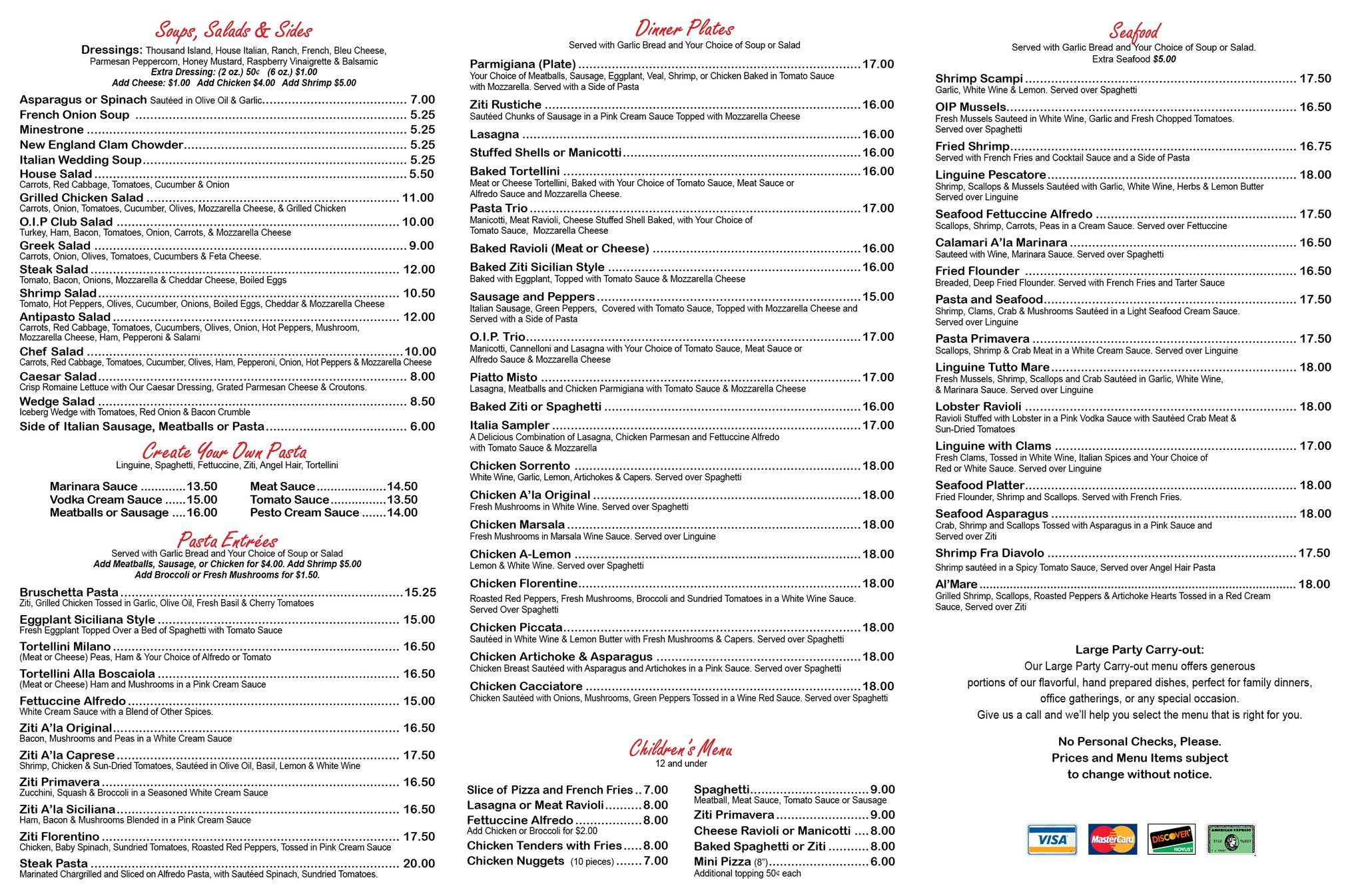 Menu at Original Italian Pizza pizzeria, Lynchburg, 3412 Waterlick Rd