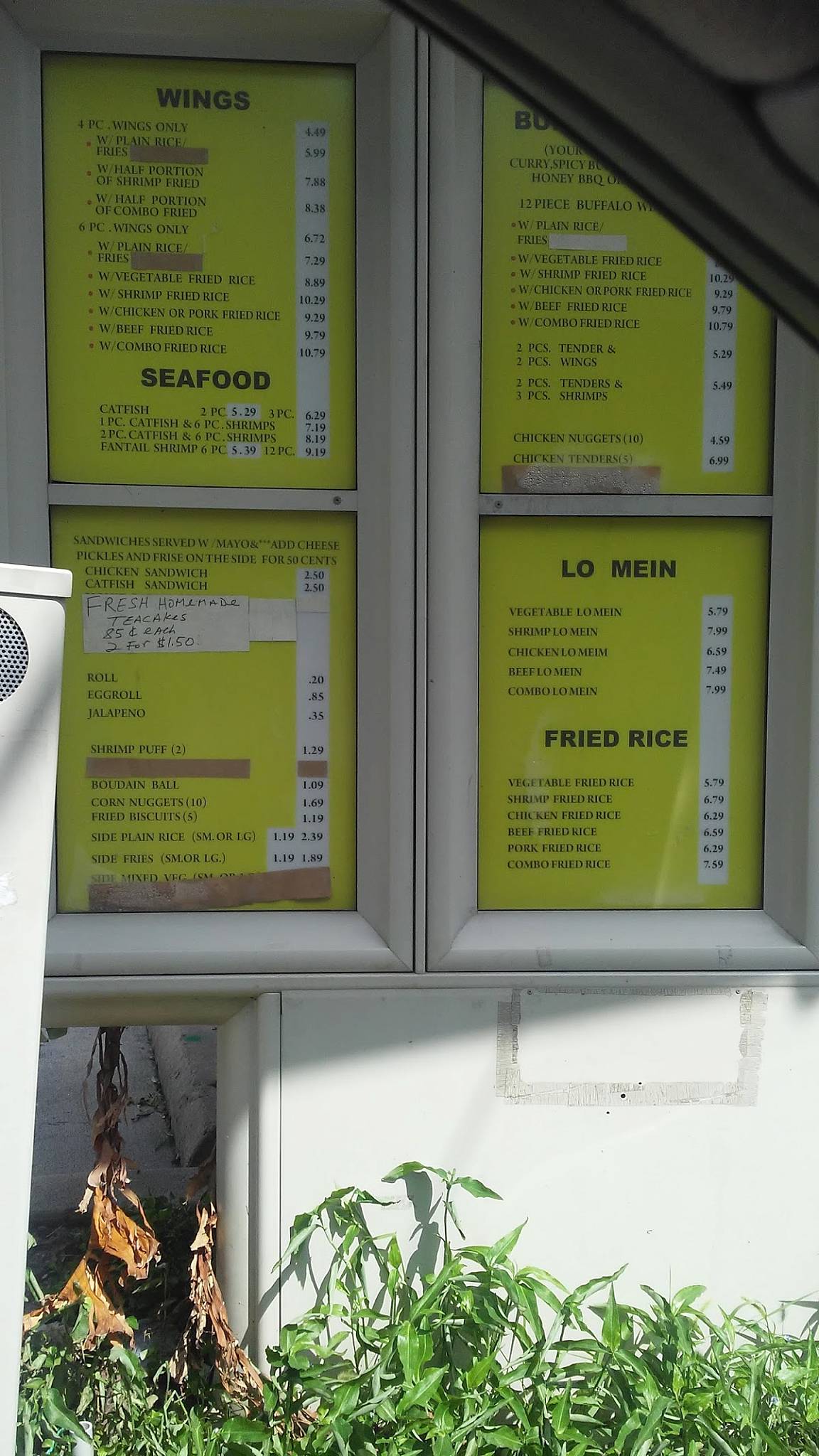 Menu at Original Timmy Chan restaurant, Houston, Martin Luther King Blvd