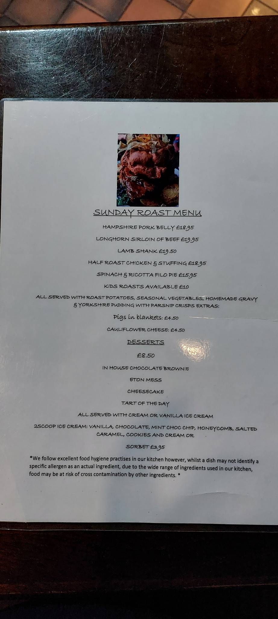 Menu at The Dog & Duck pub & bar, Redhill, Prince of Wales Rd
